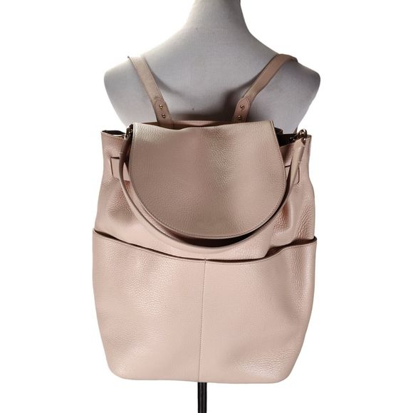 Cuyana | Bags | Cuyana Leather Backpack Purse Beige Pebbled Leather ...